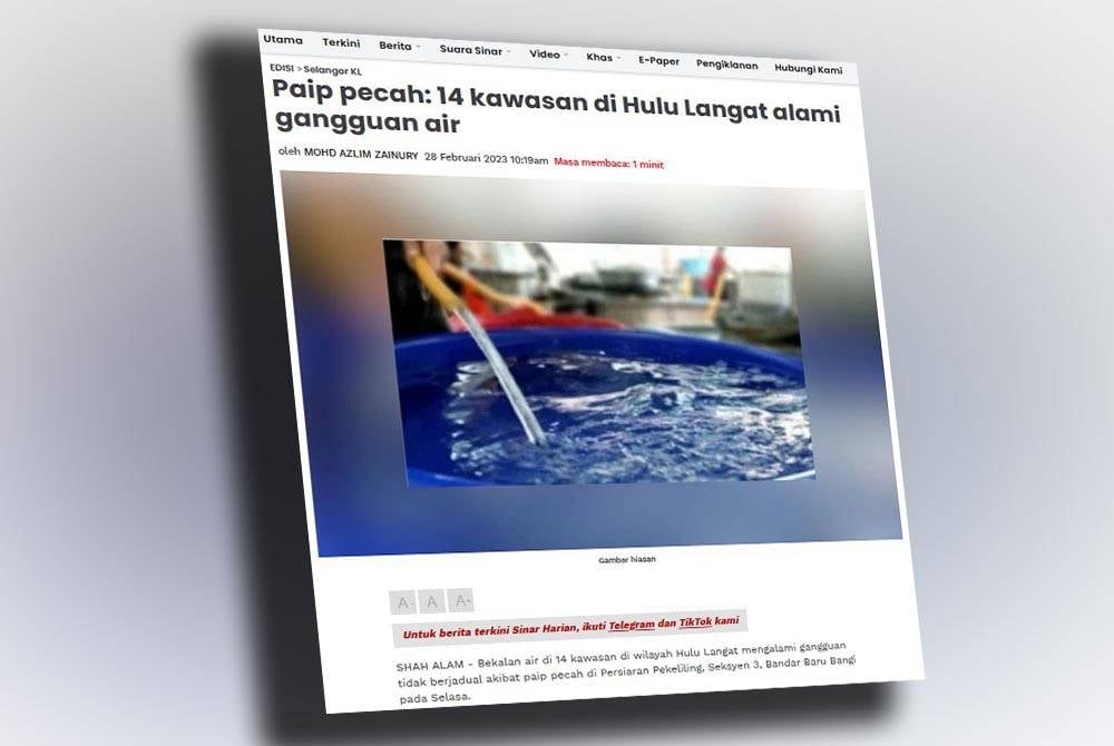 Bekalan air dijangka pulih sepenuhnya esok