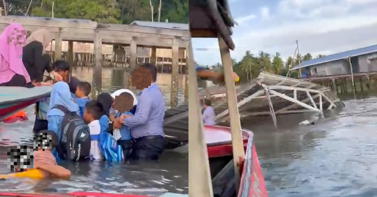Sabah Island Jetty Full Of Students Collapsed Midway In The Water, Here ...